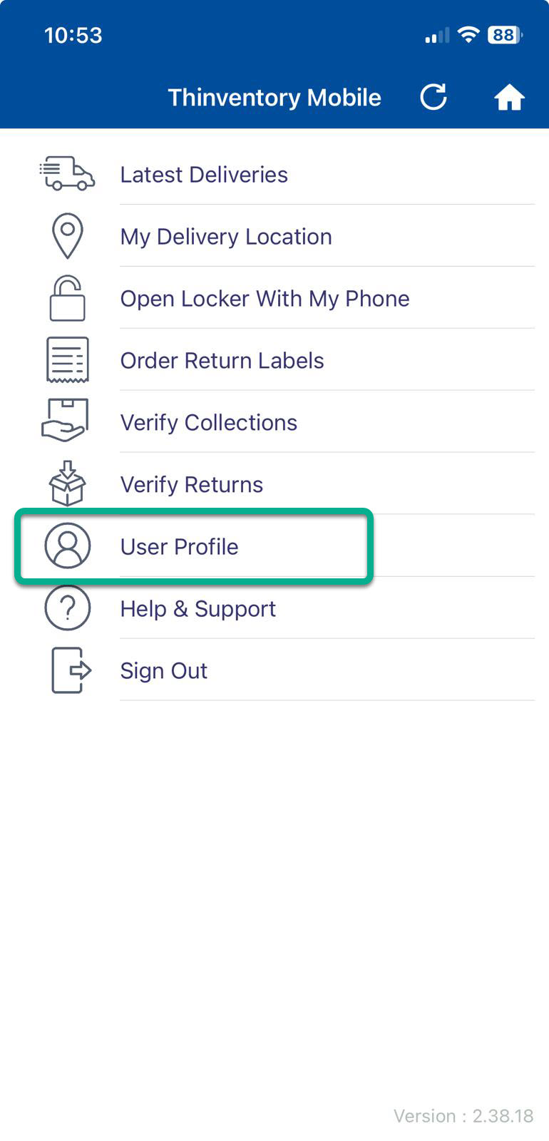 View user profile in Thinventory Mobile