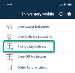 Pick up a delivery in Thinventory Mobile with Open Flex